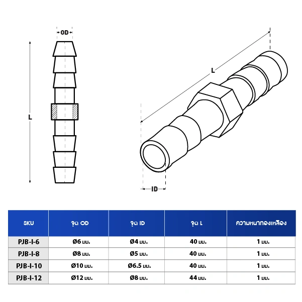 ข้อต่อตรงทองเหลือง ข้อต่อสองทาง - Kacha (Thailand)